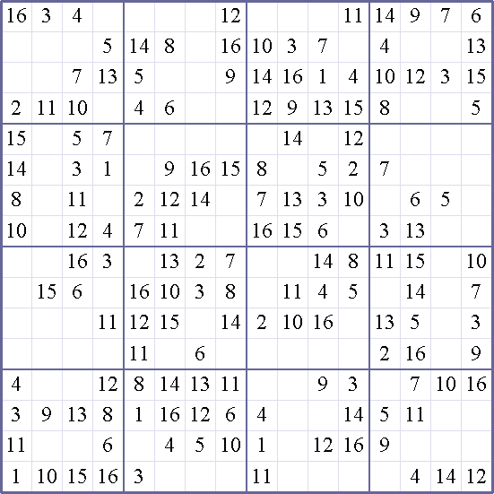 Sudoku Weekly - Free Online Printable Sudoku Games! 16x16 easy Puzzle Sudoku Weekly - Free Online Printable Sudoku Games! 16x16 easy Puzzle